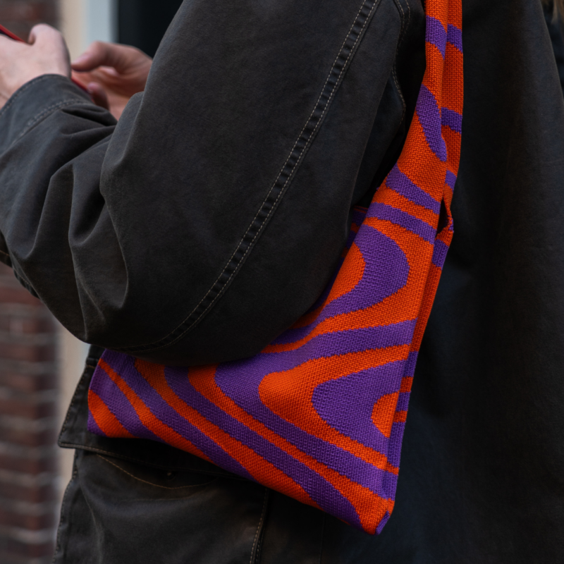 Checkerboard Tas Olivia met checkerboard print - Leavless